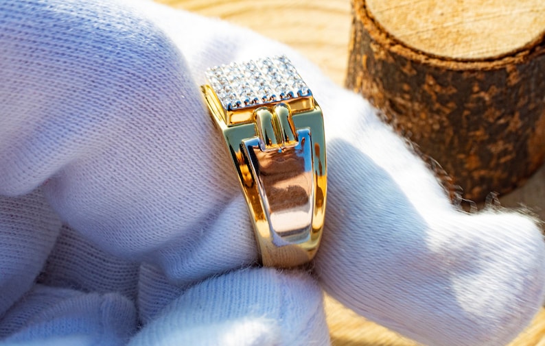 Dual Tone Mens Wedding Ring Mens Diamond Ring Classic Ring - Etsy