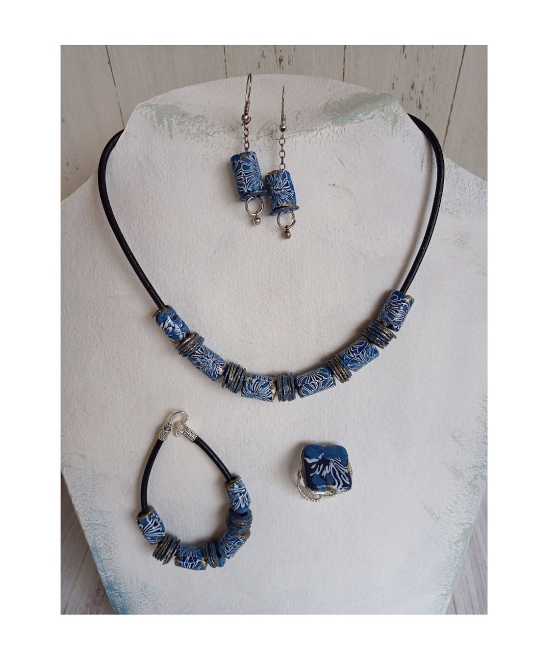 Navy Blue Set, Navy Blue Jewelry, Dark Blue Jewelry, Blue and Gold ...