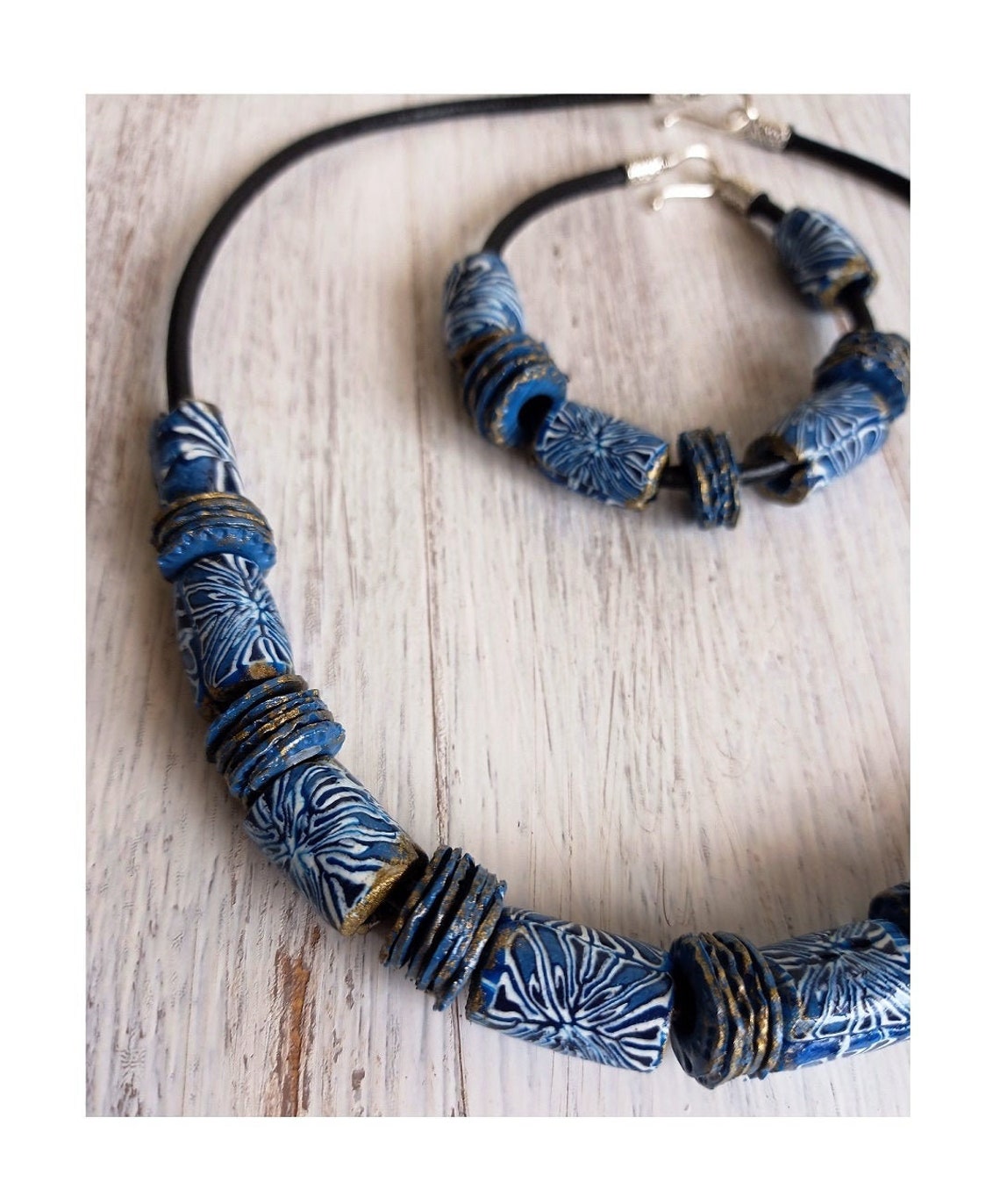 Navy Blue Set, Navy Blue Jewelry, Dark Blue Jewelry, Blue and Gold ...