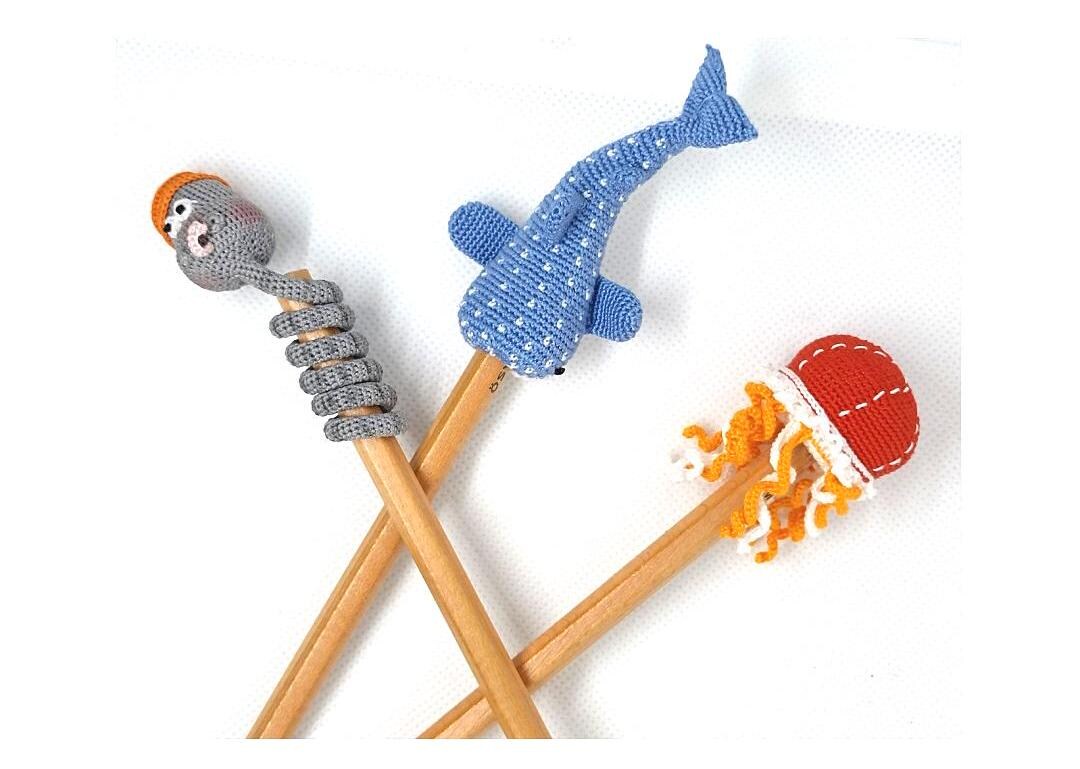 Shark Jellyfish Snake Pencil Head Amigurumi Pencil Head Teacher Gift ...