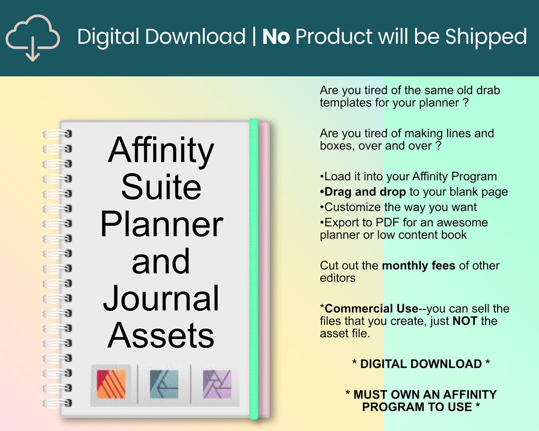 Planner Journal Asset Pack for the Affinity Suite | Commercial Use - Etsy