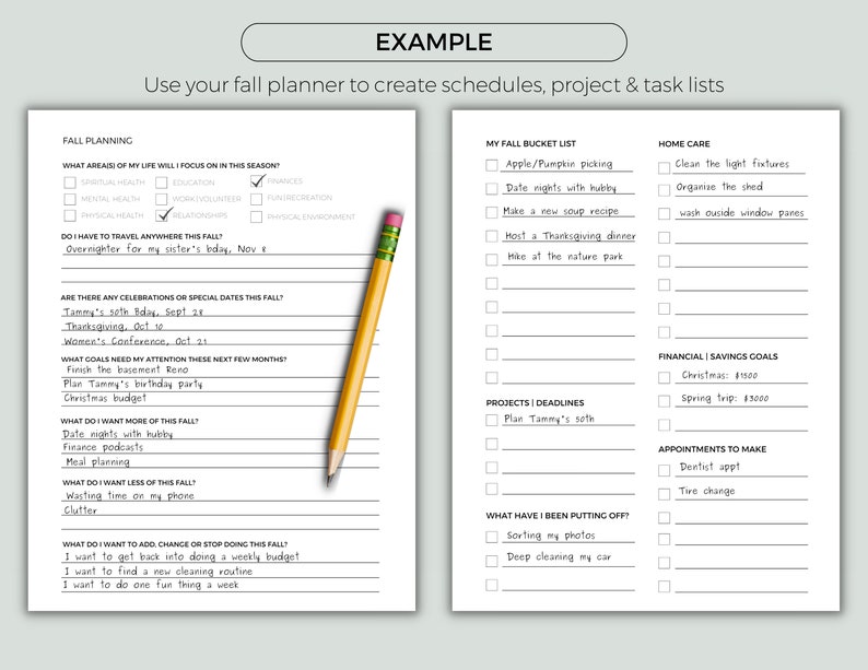 Fall Planner, Seasonal Task & Projects Lists, Instant Download, Free ...