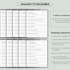 Monthly Self Reflection | Printable Journaling Prompts | Instant ...