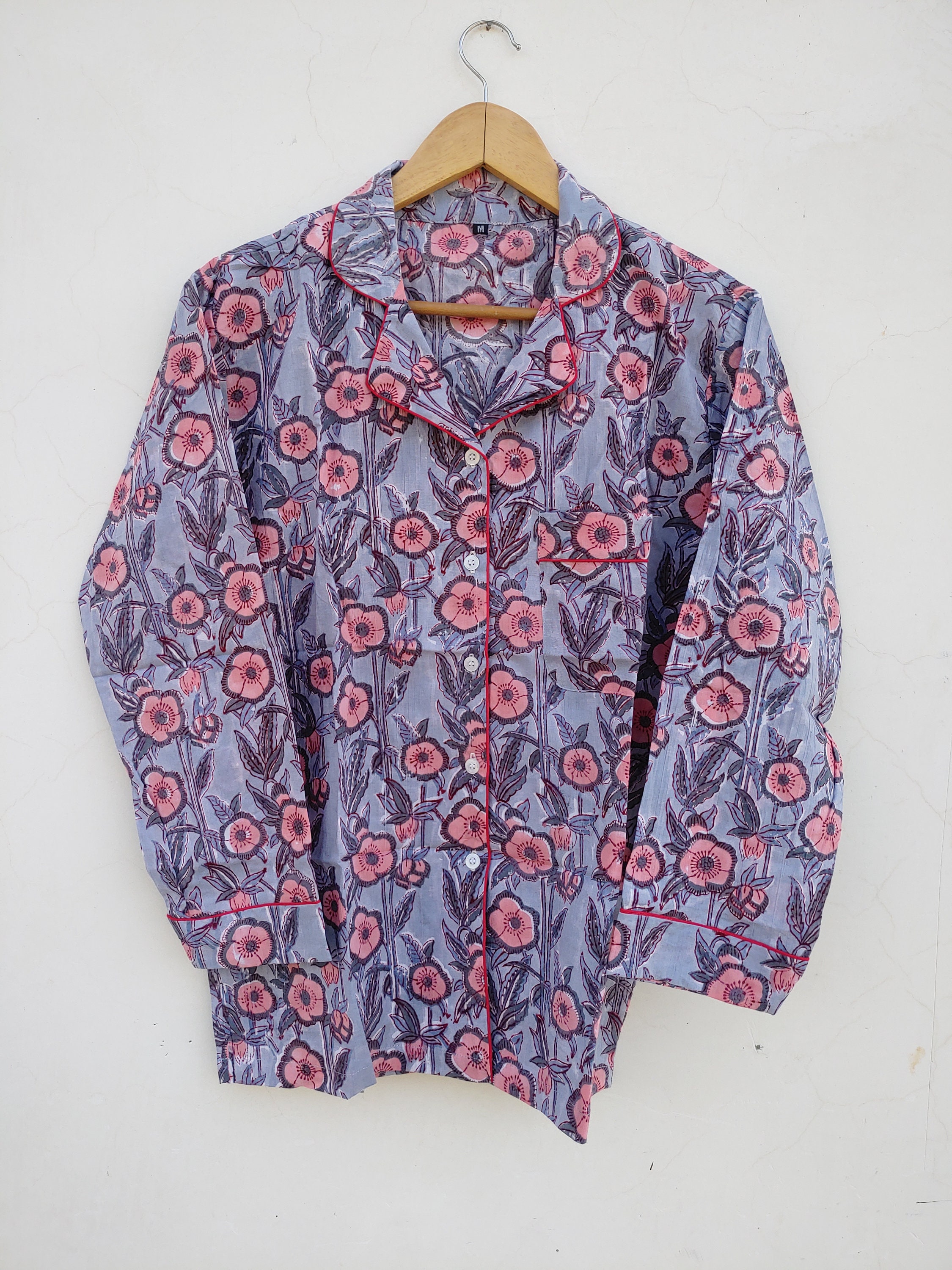Handmade Cotton Pajama Set, Floral Print Night Suit - Etsy