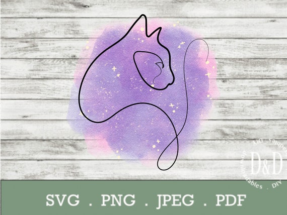 Cat Line Drawing SVG Shirt Design Digital File for Cricut and | Etsy