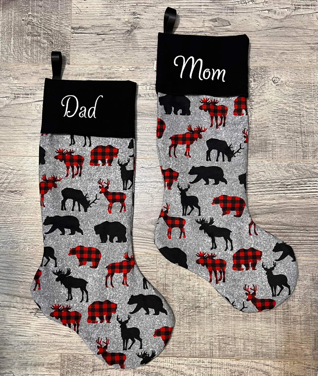 Personalized Christmas Stockings | Bear and Moose Print | Family ...