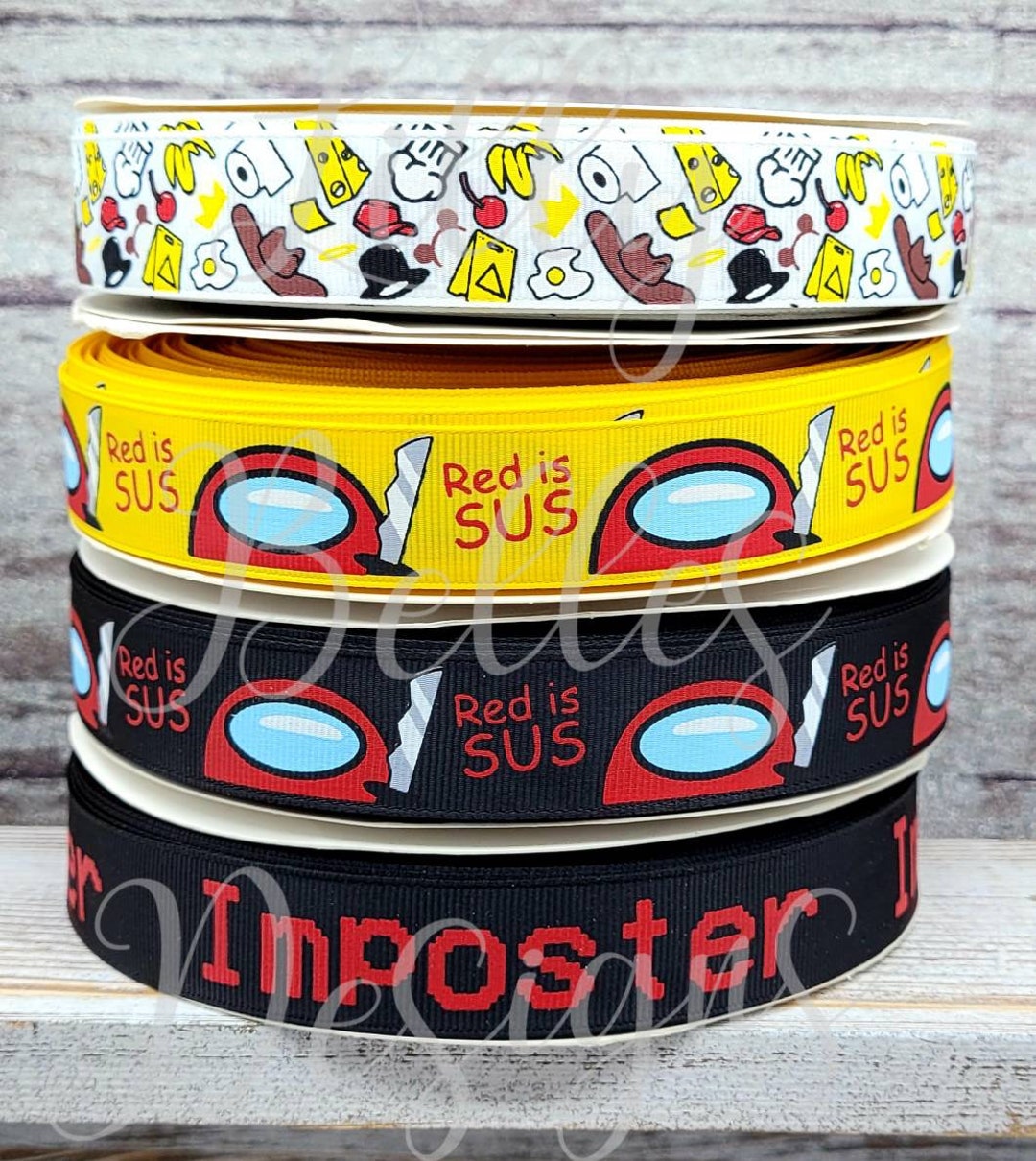 Red is Sus Imposter High Quality US Designer Grosgrain Ribbon Size 7/8 ...