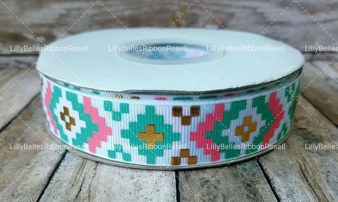 Aztec Gold Foil, USDR 7/8 Grosgrain Ribbon for Bow Making and Crafting ...
