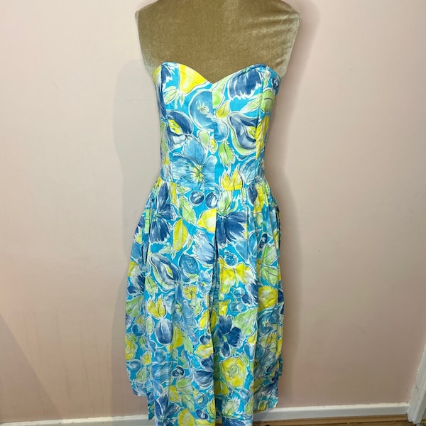 Blue Dress With Lemon Print - Etsy