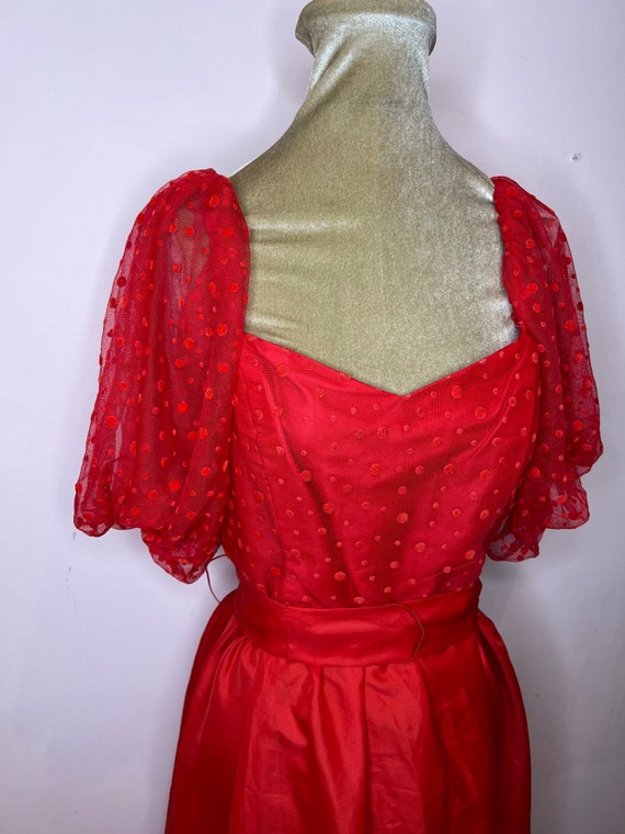 Vintage Winsley 70's red ballgown, puff sleeve dress,… - Gem
