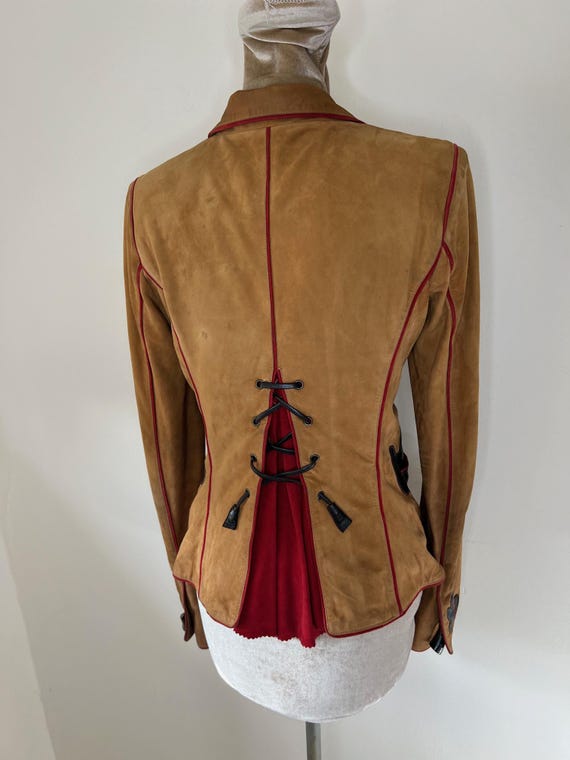 1970's applique leather jacket, suede jacket with lea… - Gem