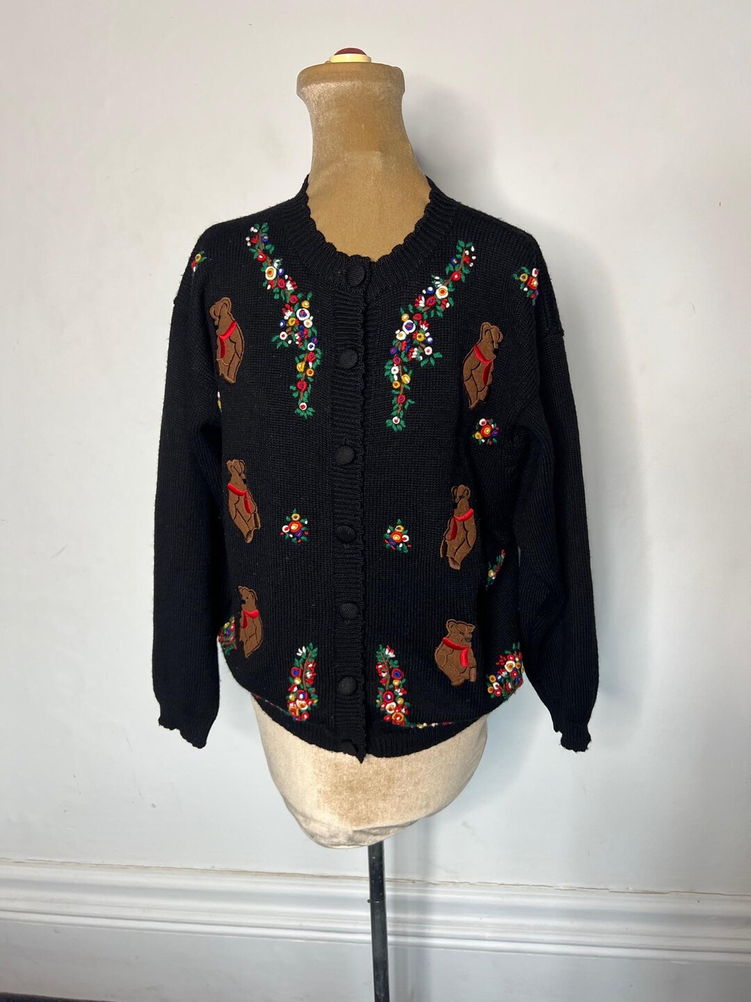 80's or 90's Nicole Earth Teddy Bear Cardigan, Novelty Knitwear. UK 10 ...
