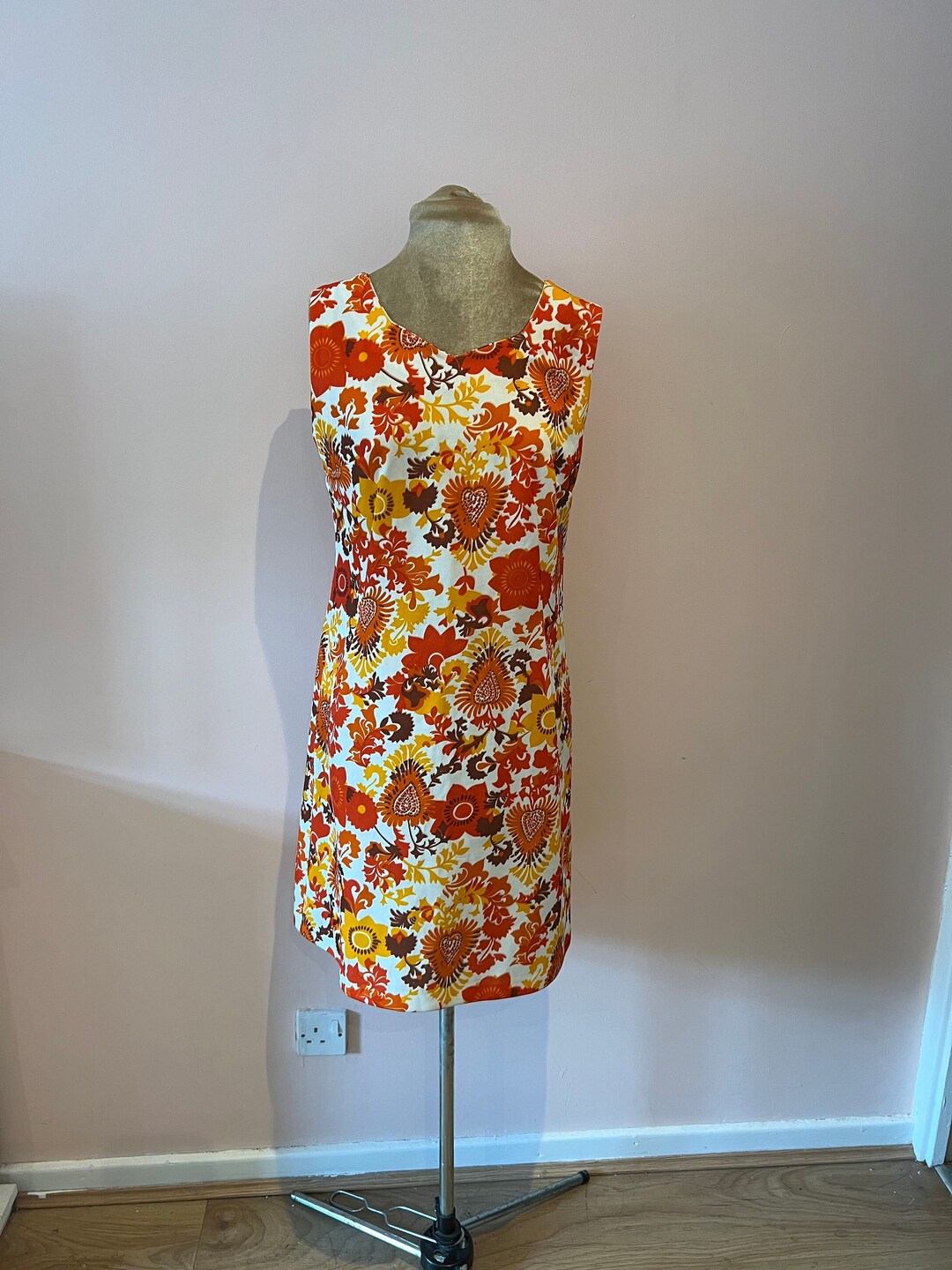 Vintage 1960's Mini Dress, 60's Handmade Floral Mini Dress. 60s Mod ...