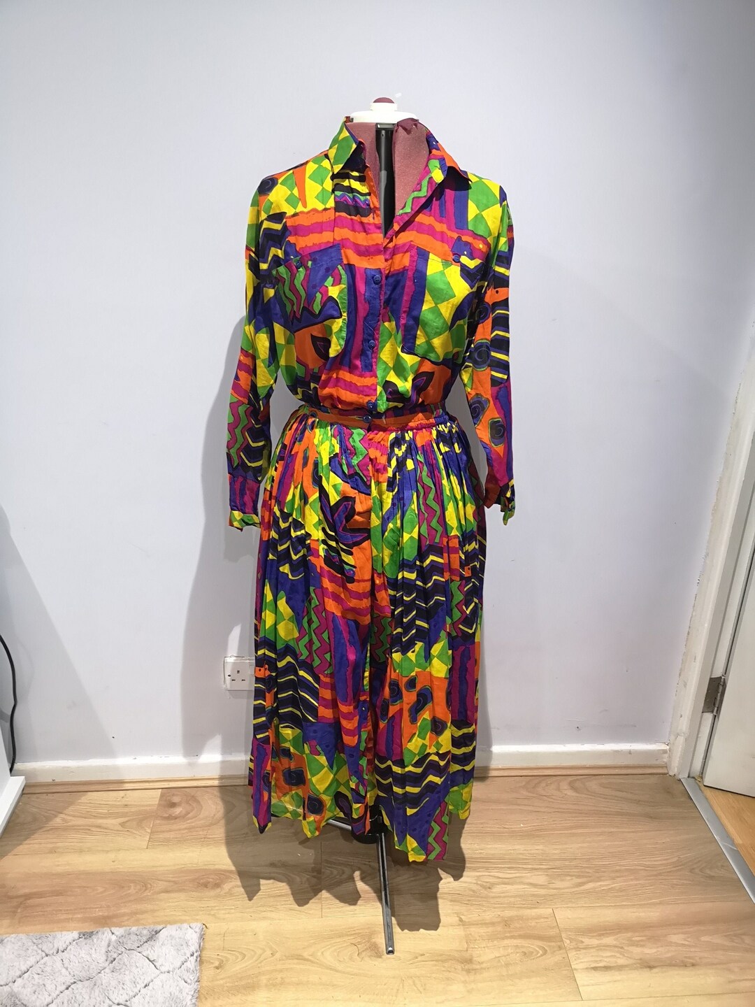 PHOOL Vintage Skirt and Blouse Set, 80's Indian Cotton, Printed Blouse ...