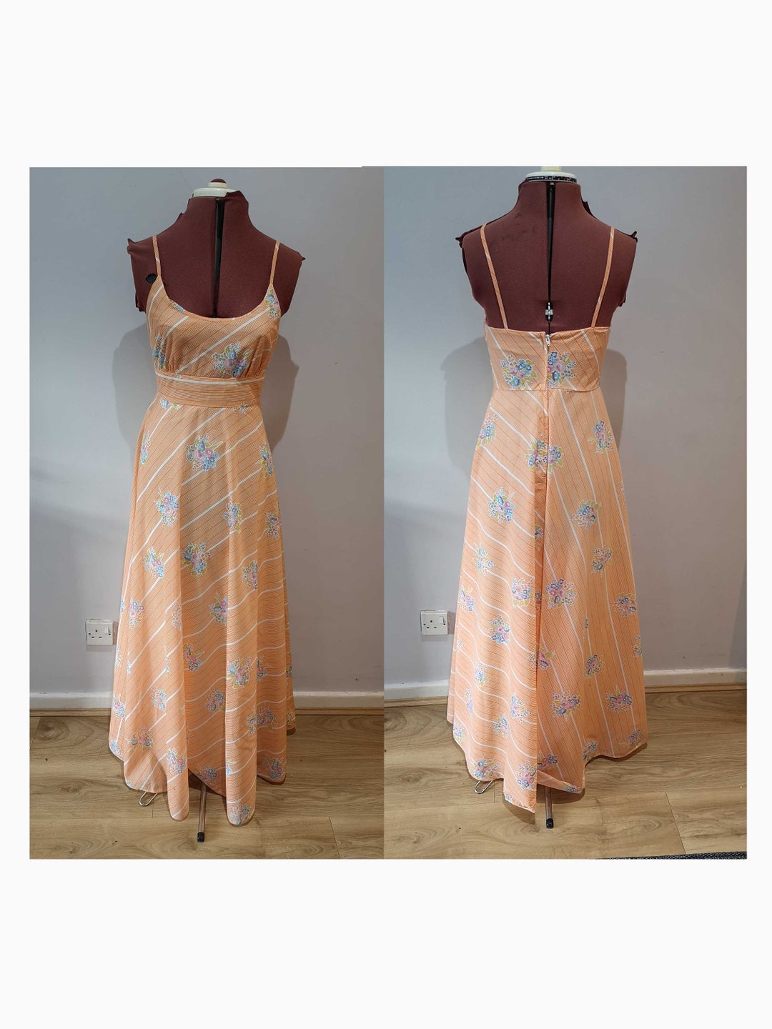 1970's QUAD Maxi Dress, 70's Vintage Long Dress, Floral Summer Dress ...
