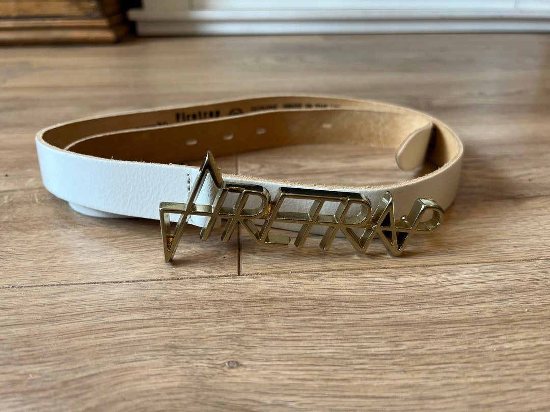 Vintage Y2K Firetrap White Leather Belt With Gold Metal Buckle. - Etsy