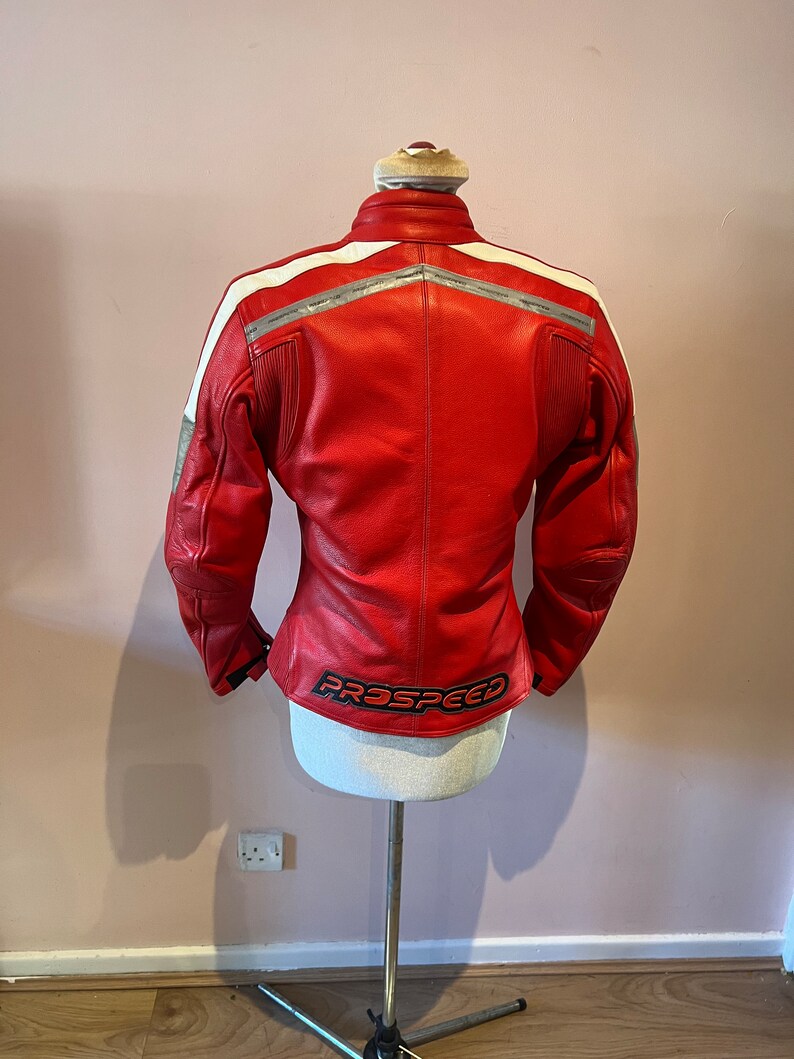 Vintage Y2K Red Motorcycle Leather Jacket. Red Biker Jacket. UK 8 - Etsy
