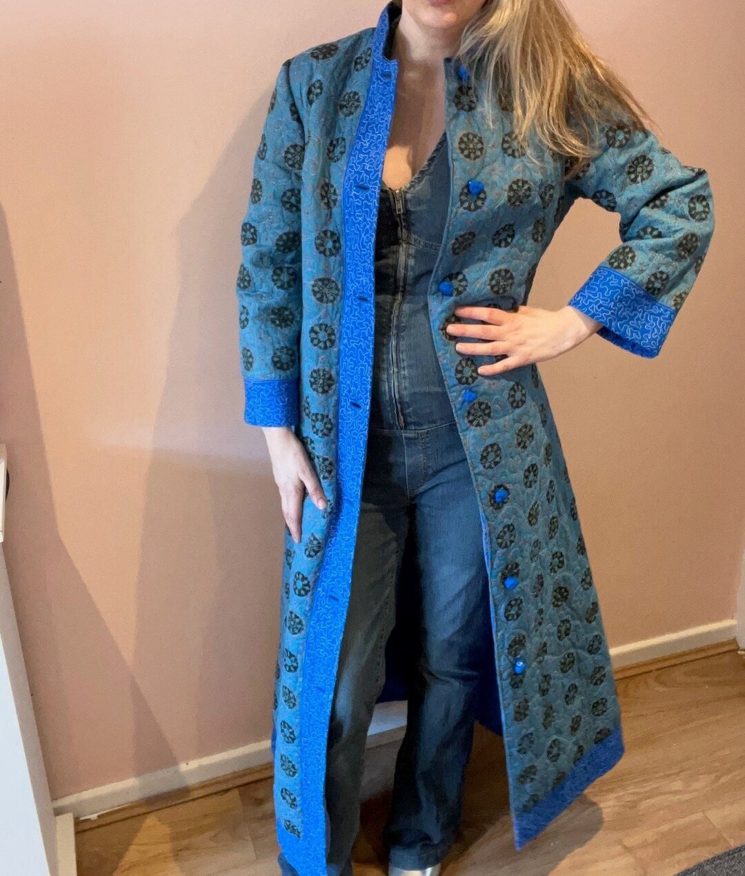 Vintage Chinese Long Quilted Coat, Long Quilted Jacket. Size Medium - Etsy