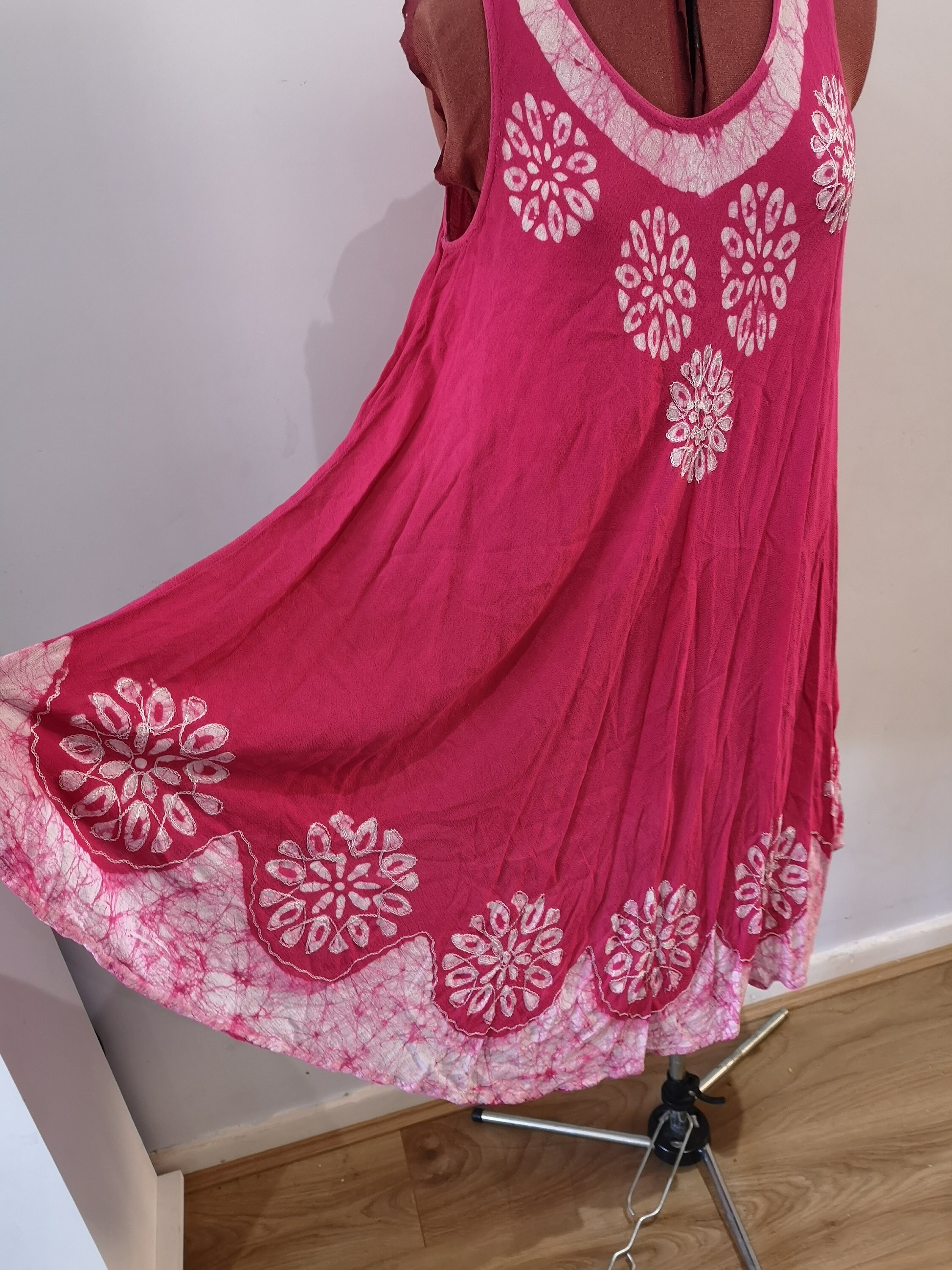 Vintage Batik Beach Dress Pink 90's Beach Dress | Etsy