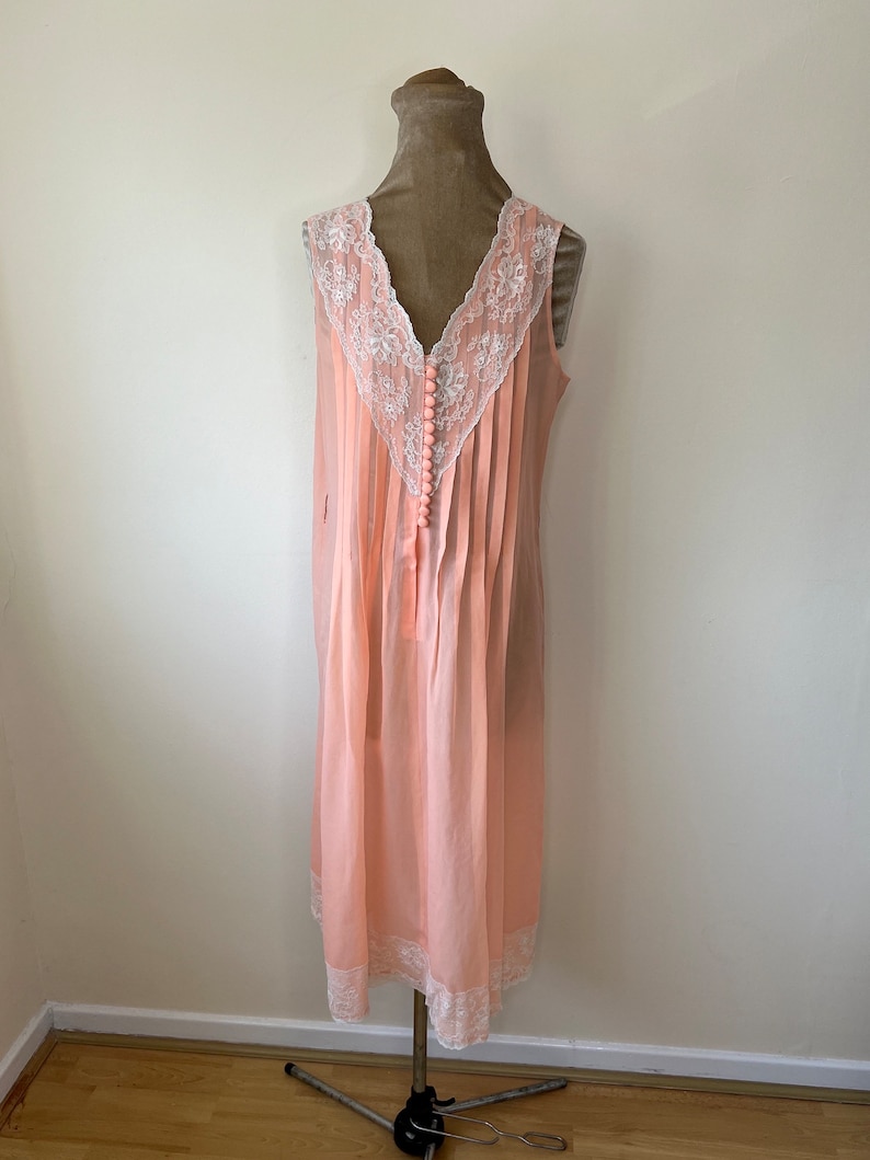 Vintage Peach Night Dress, Handmade Sheer Nightie. UK 10 - Etsy