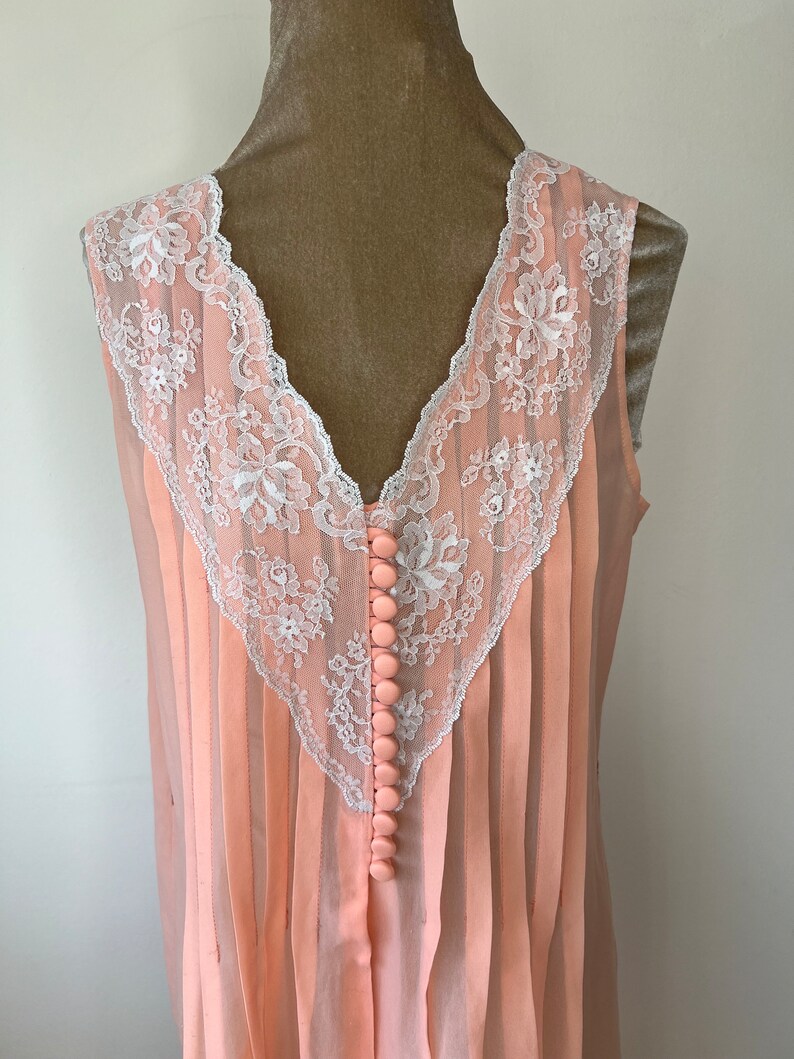 Vintage Peach Night Dress, Handmade Sheer Nightie. UK 10 - Etsy
