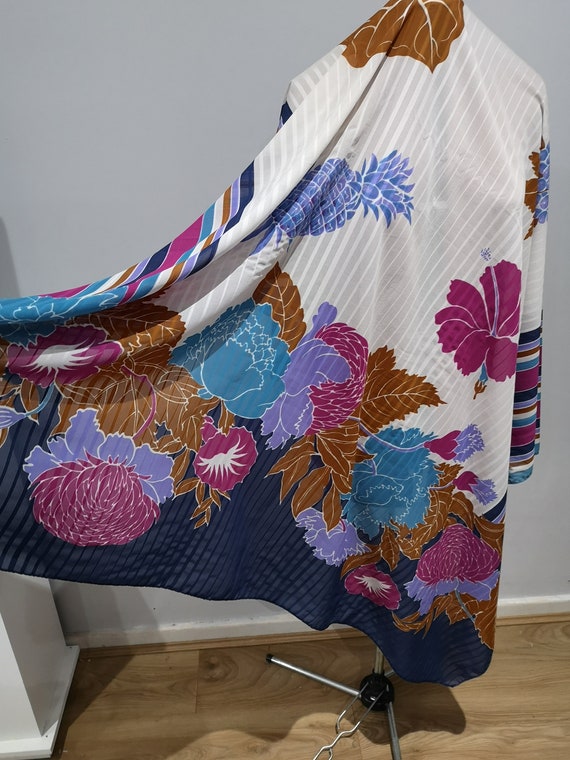 Vintage Large Scarf Rolled Edge Scarf Sarong Tropical Print - Etsy