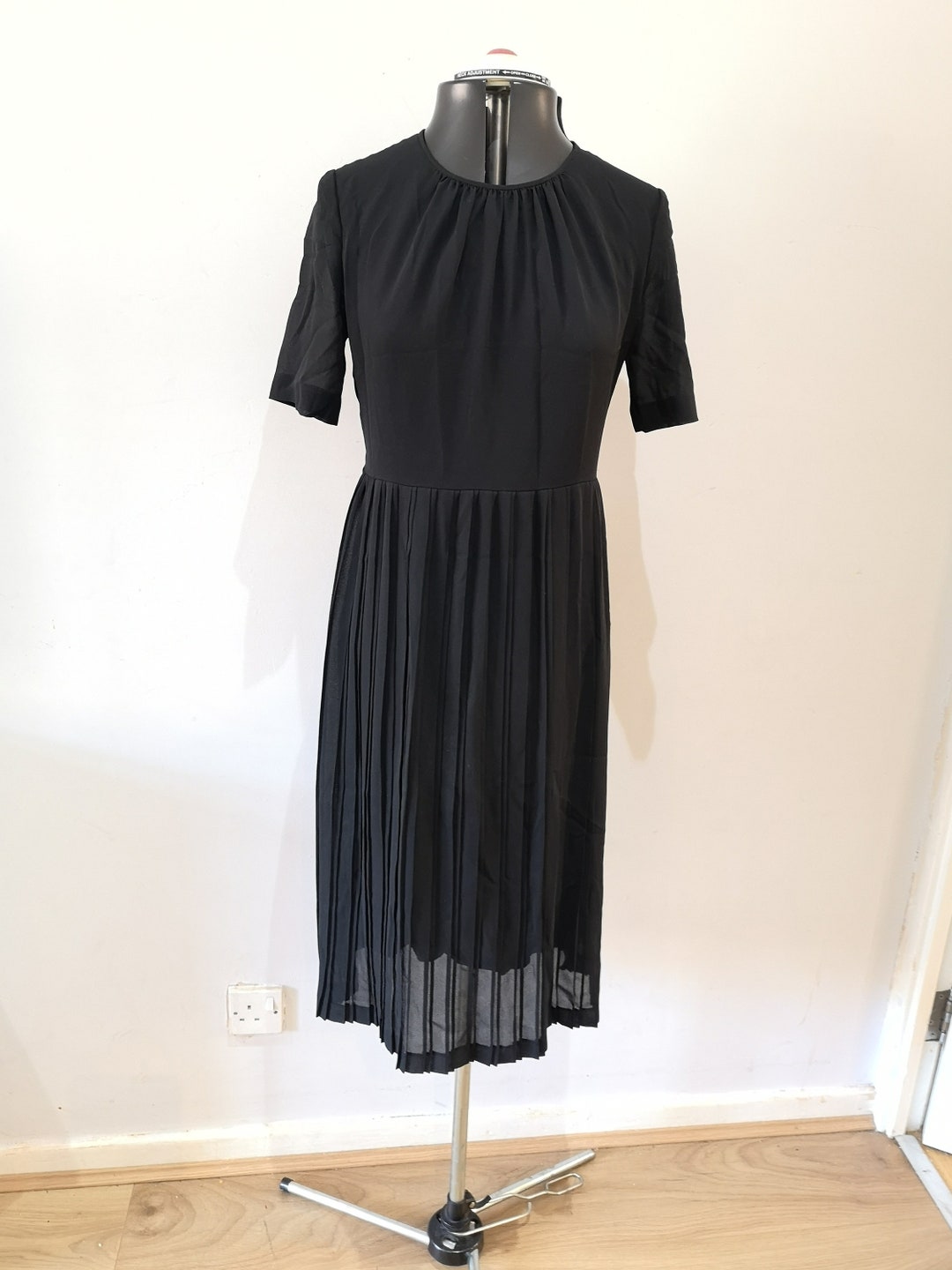 Vintage Black Pleated Dress, LBD, Little Black Dress, UK 10 - Etsy