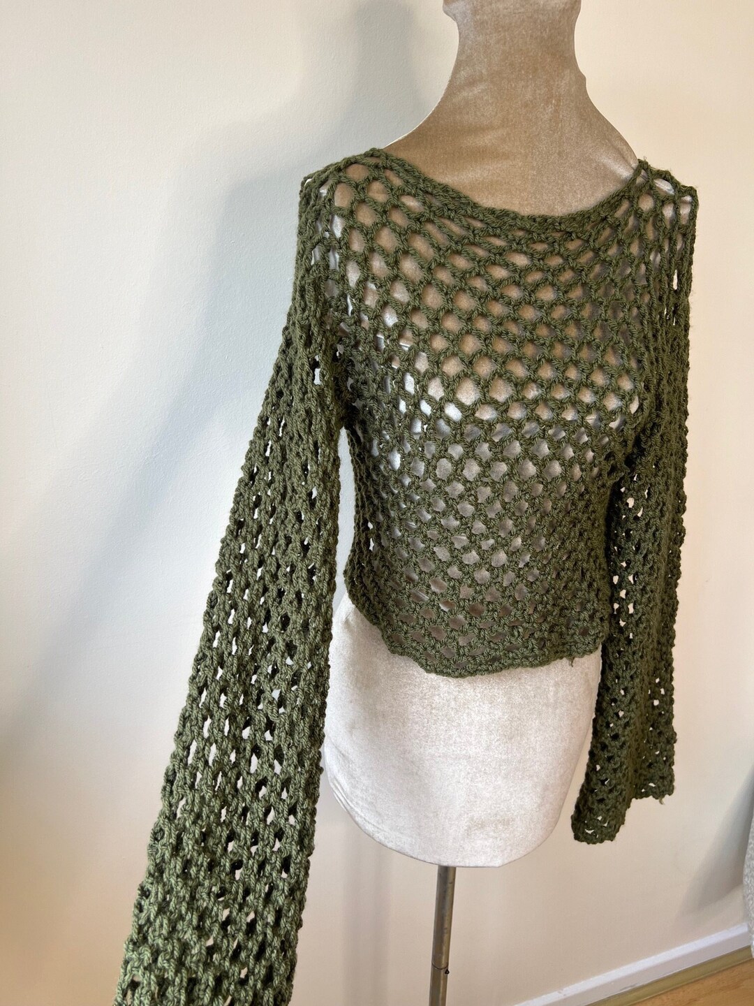 Handknitted Mesh Jumper, Crochet String Sweater. UK 8 10 - Etsy