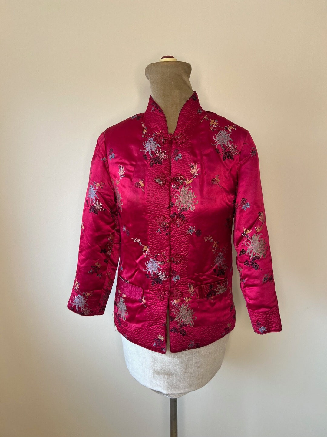Chinese Red Jacket, Vintage Peony Brand Rayon Padded Jacket. UK 8 - Etsy