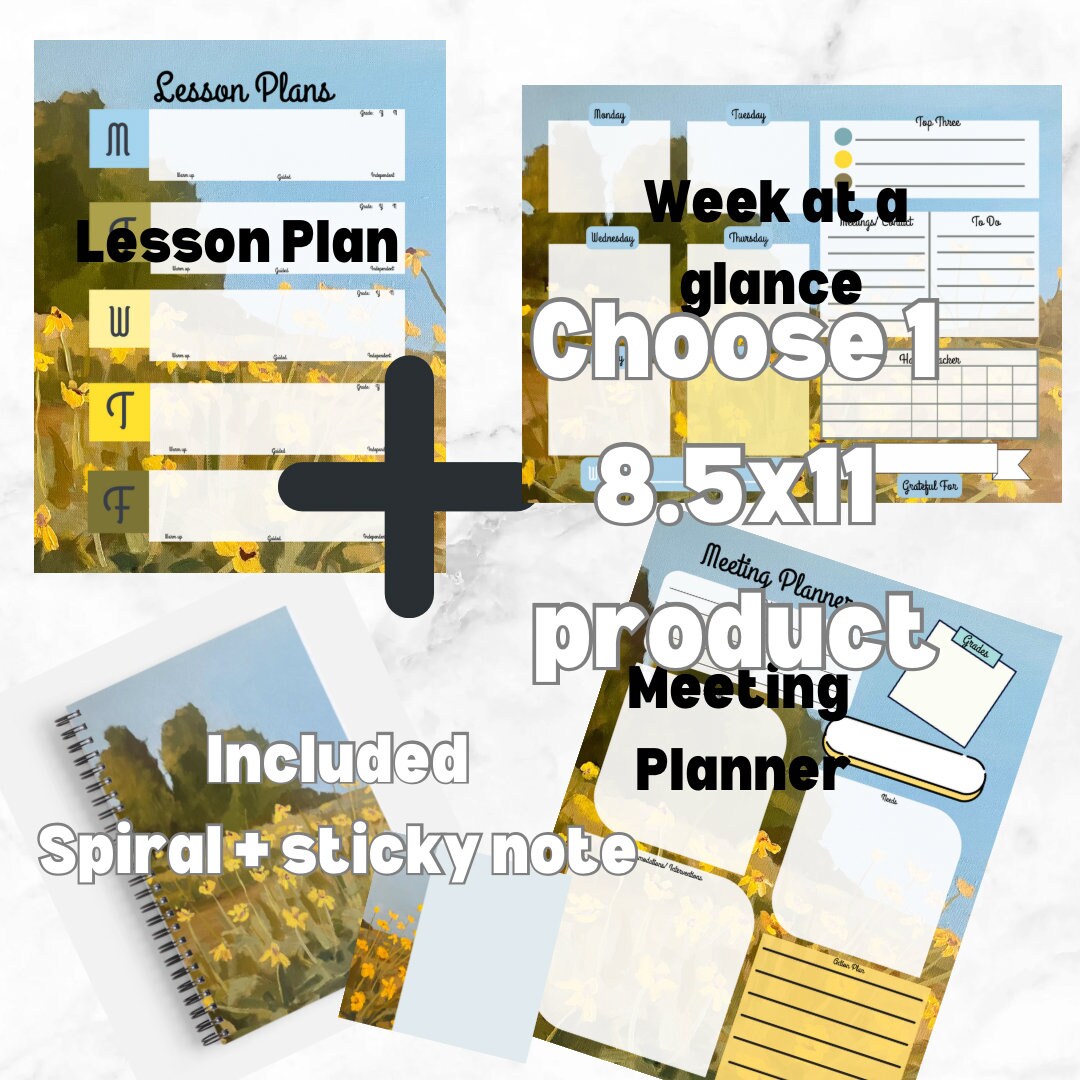 5 Piece Teacher Stationery Set-brittlebush: Select Your Own Notepads ...