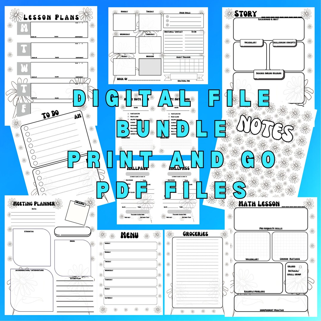Printable Teacher Planner Bundle: Floral Lesson Plans, To-do Lists (PDF ...