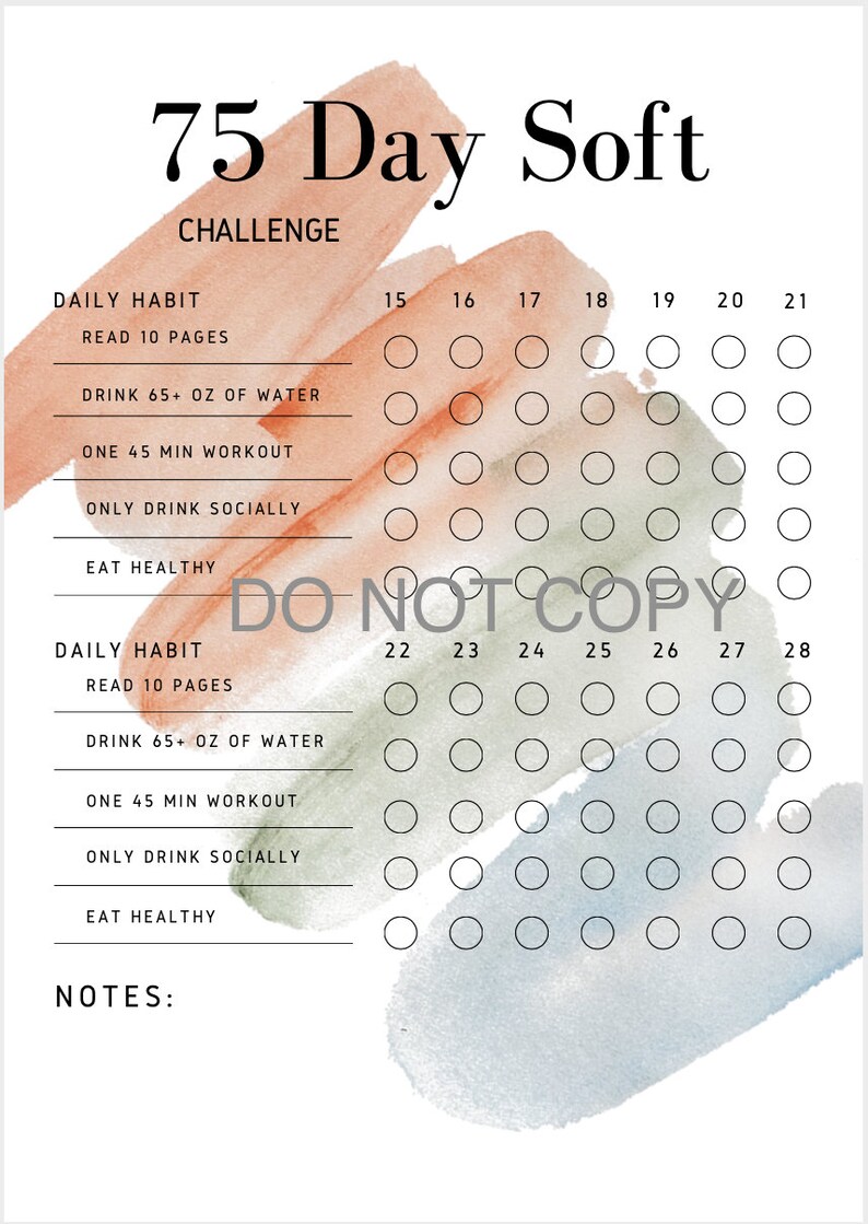 75 Day Soft/ Easy Challenge | Habit Tracker | Digital Download ...