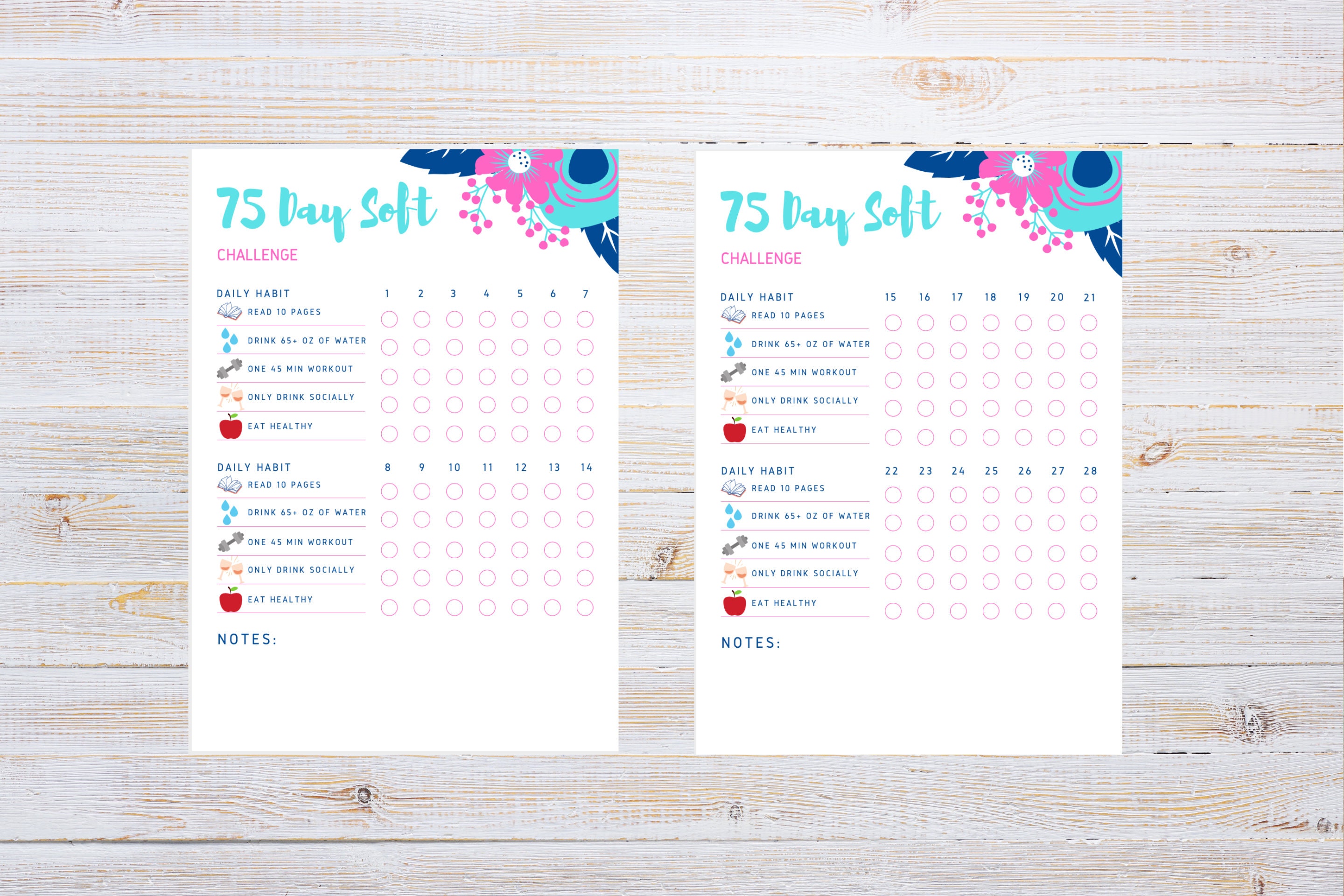 75 Soft/ Easy Challenge | Habit Tracker | Digital Download | Printable ...