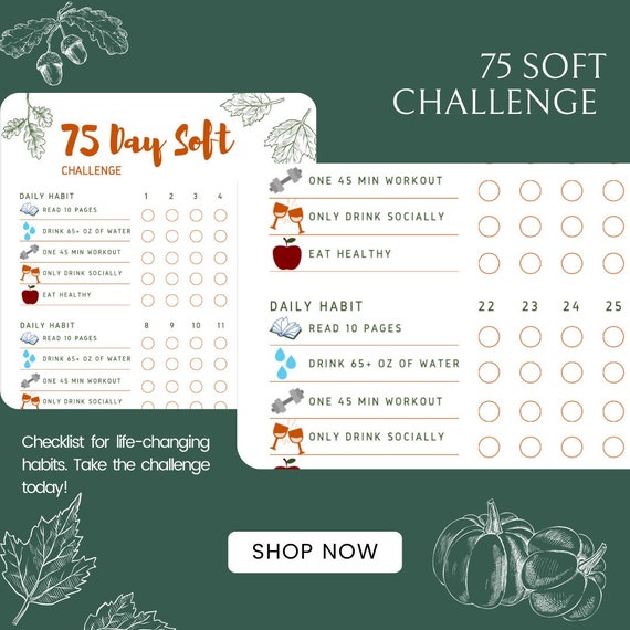75 Day Soft Challenge Digital Download Printable Habit - Etsy UK