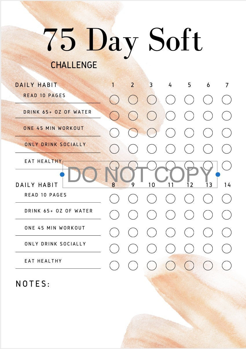 75 Day Soft/ Easy Challenge | Habit Tracker | Digital Download ...