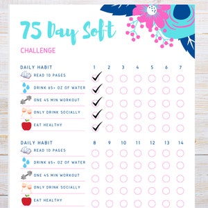 75 Soft/ Easy Challenge | Habit Tracker | Digital Download | Printable ...