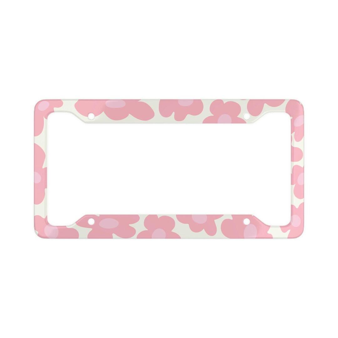 Blush Pink Flower License Plate Frame, Cute Cottagecore Decor, Boho Car ...