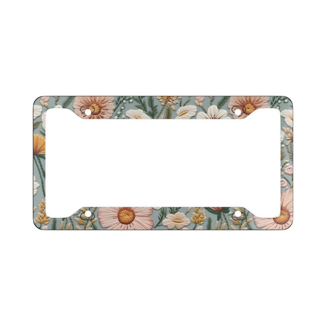 Wildflower License Plate Frame for Vehicle, Girl Car Accessories, Cute ...