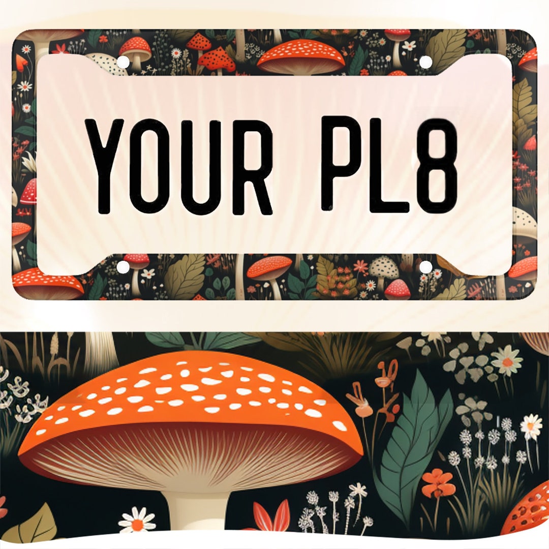 Mushroom Forestcore License Plate Frame for Vehicle, Cute Car License ...
