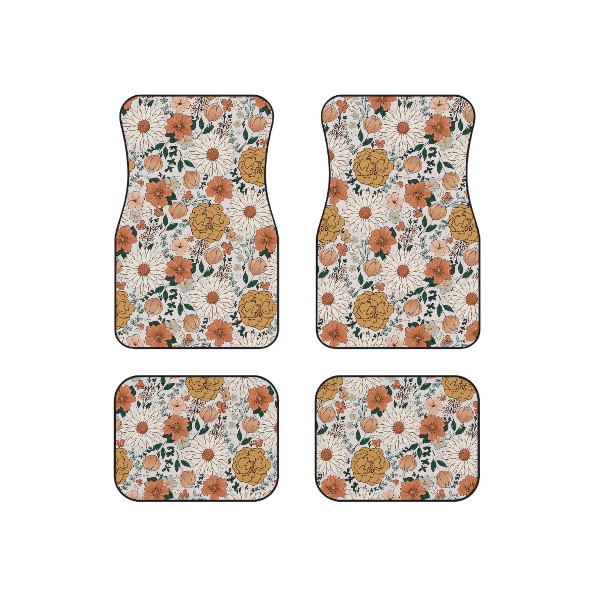 Cute Boho Floral Car Floor Mats for Women set Teen Car - Etsy