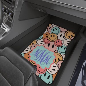 Personalized for Maddy_vintage Smiley Faces_monogram Car Mats, Full Set ...