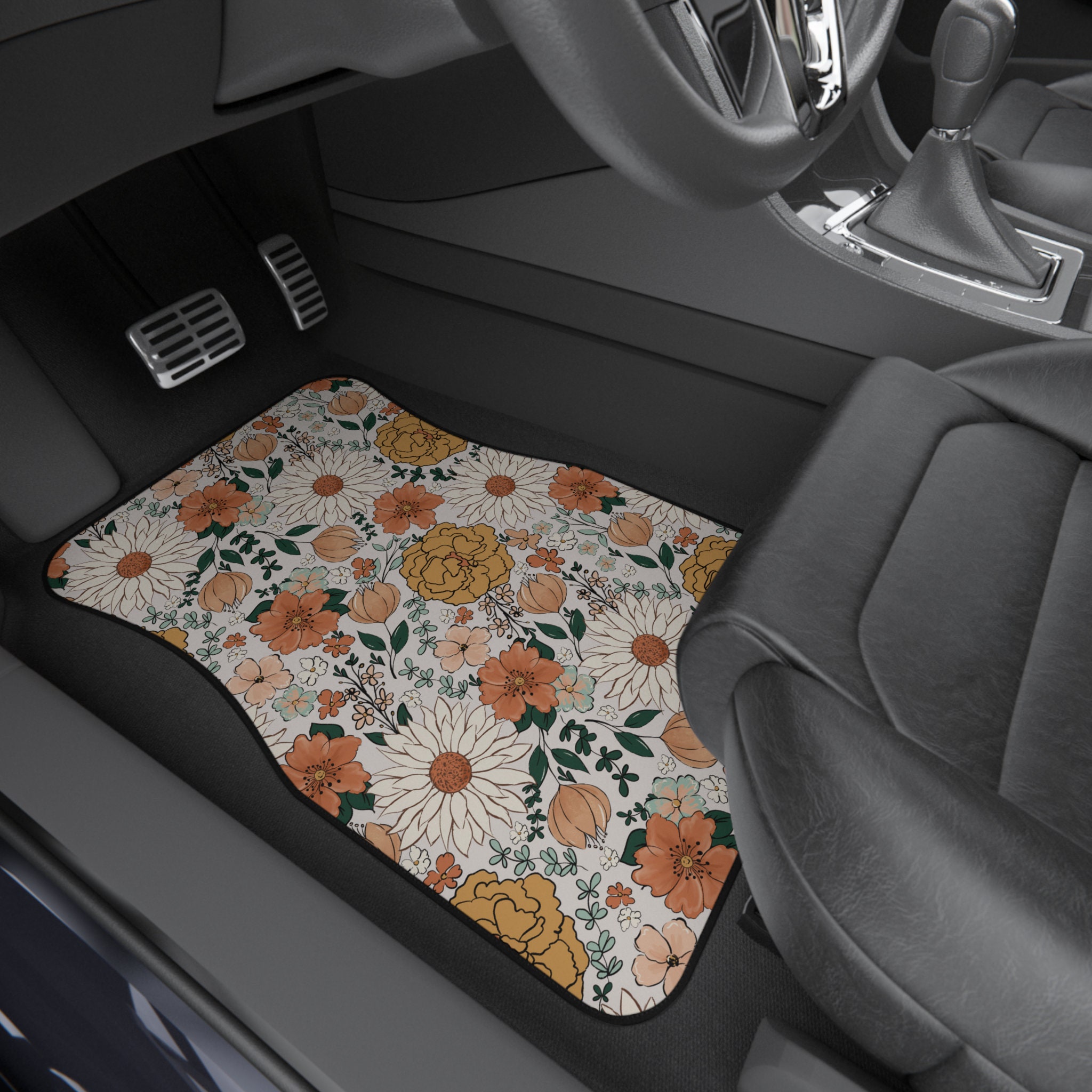 Cute Boho Floral Car Floor Mats for Women set Teen Car - Etsy