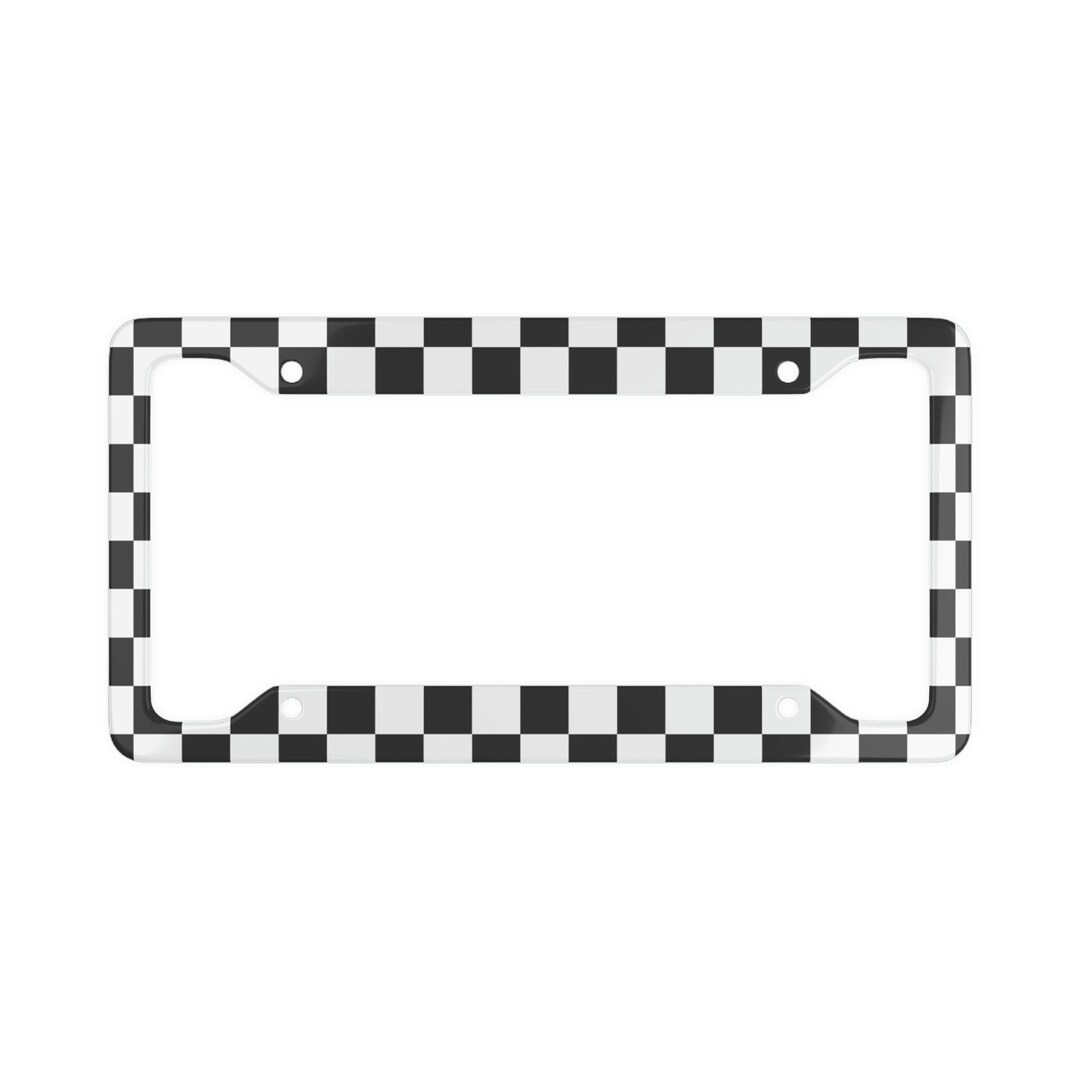 Black Checker Pattern License Plate Frame, Cute Car Decor, Car ...