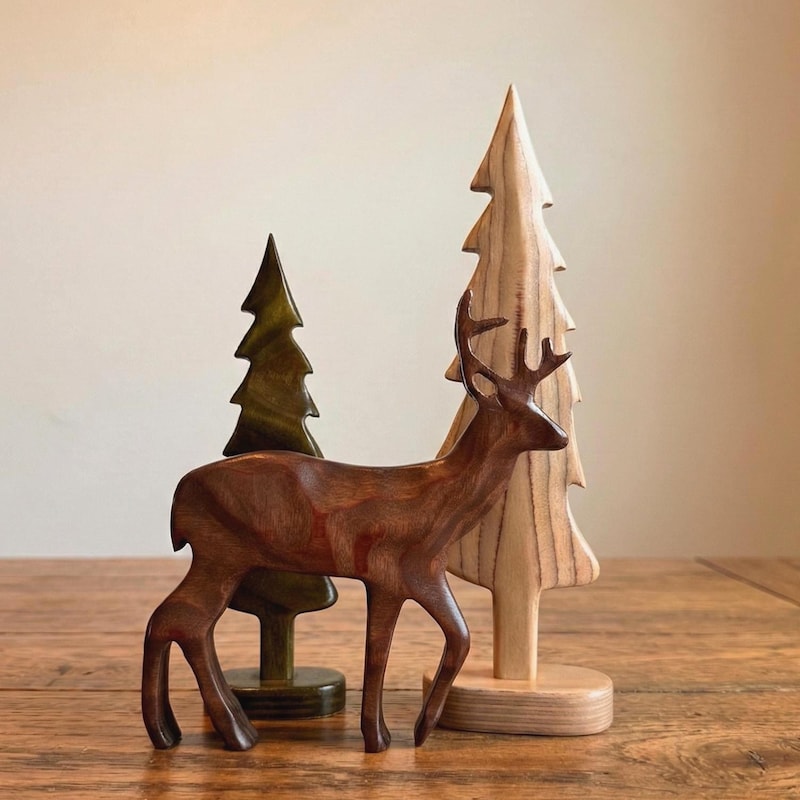 Wooden Deer Decorative - Etsy