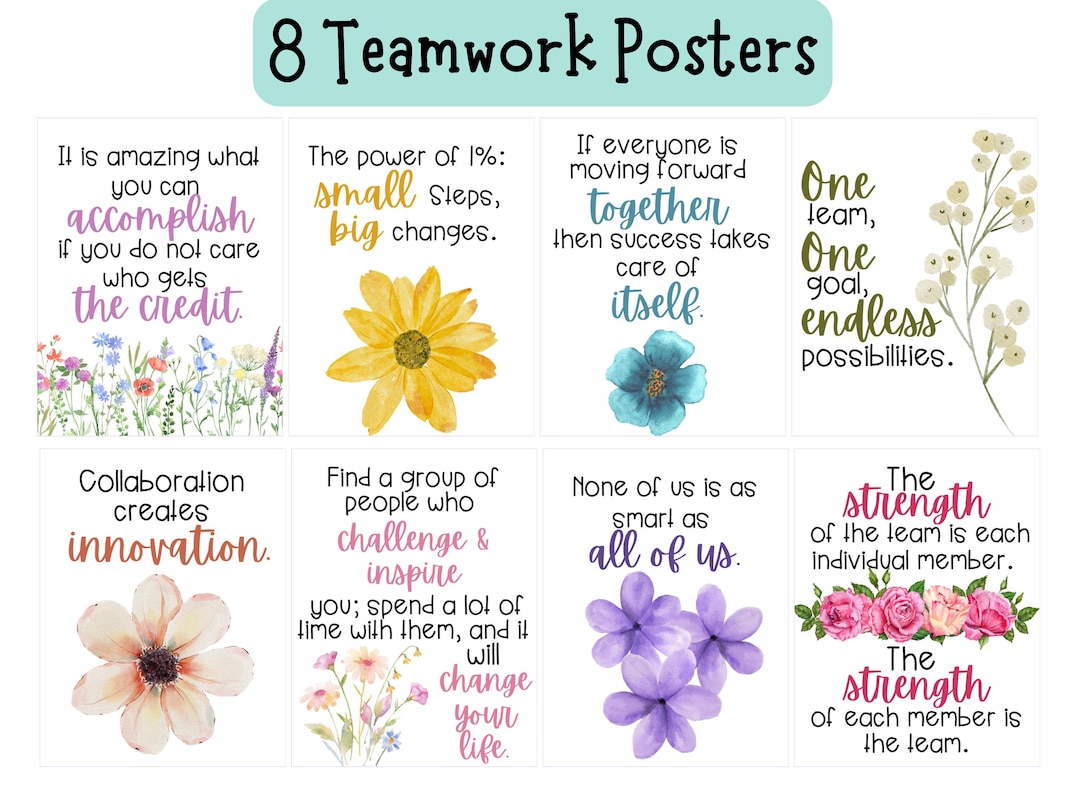 Teamwork Posters, PLC Room, Bulletin Board, Office Decor, Instructional ...