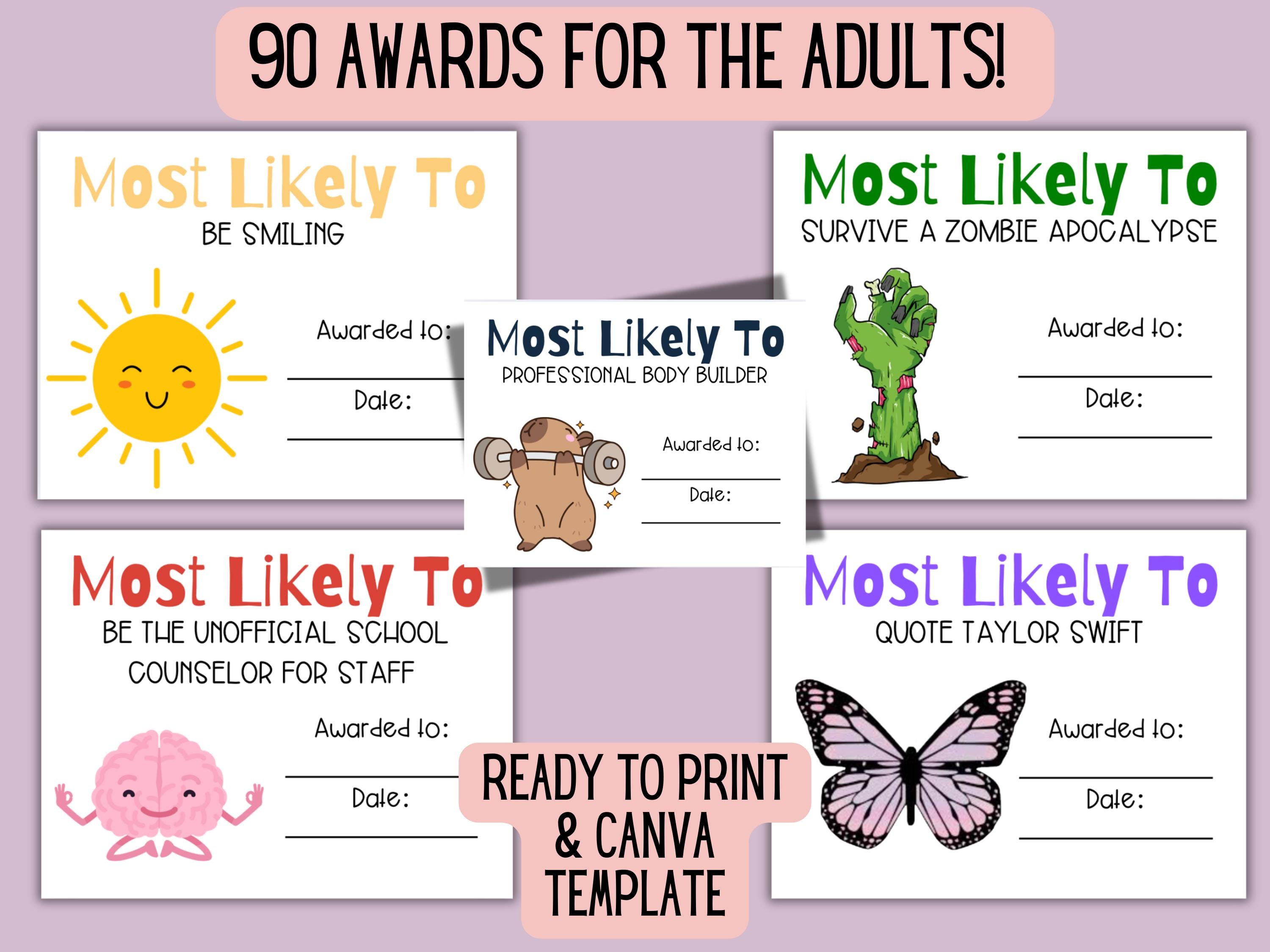 End of Year Teacher Awards | Funny “most Likely To” Teacher Awards ...