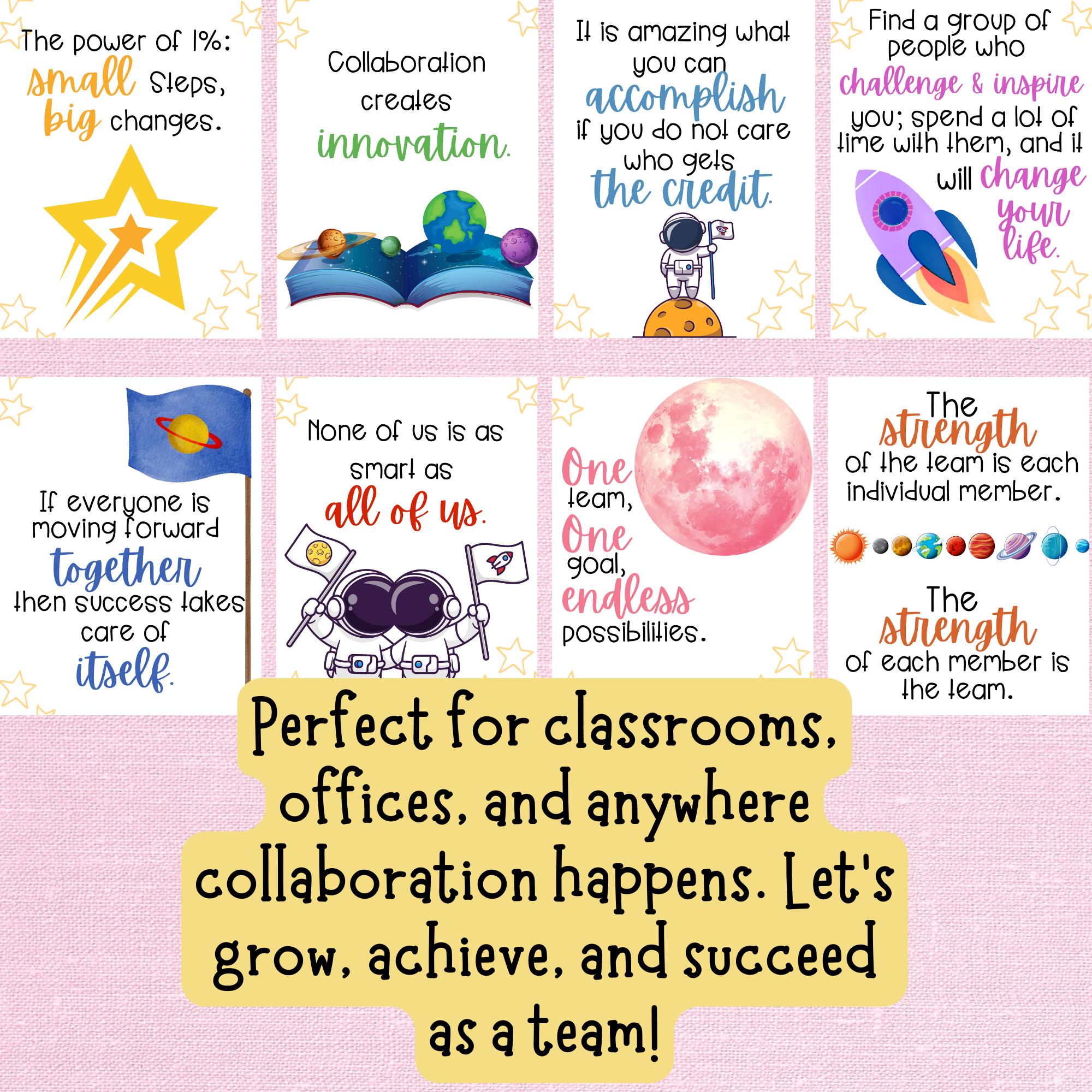Teamwork Posters, PLC Room, Bulletin Board, Space Theme, Office Decor ...