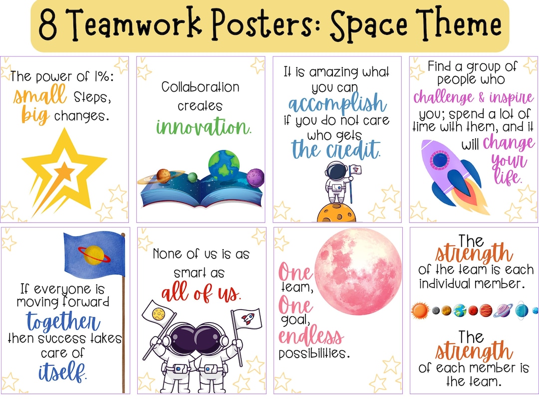 Teamwork Posters, PLC Room, Bulletin Board, Space Theme, Office Decor ...