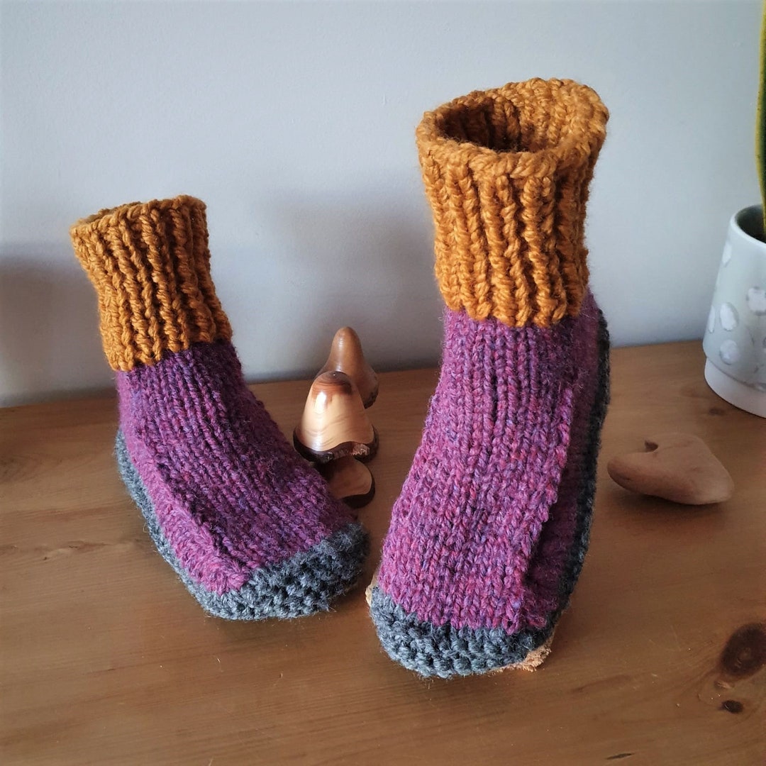 Dorm Boots, Slippers, Slipper Boots, Slipper Socks, Hand Knitted, Wool ...
