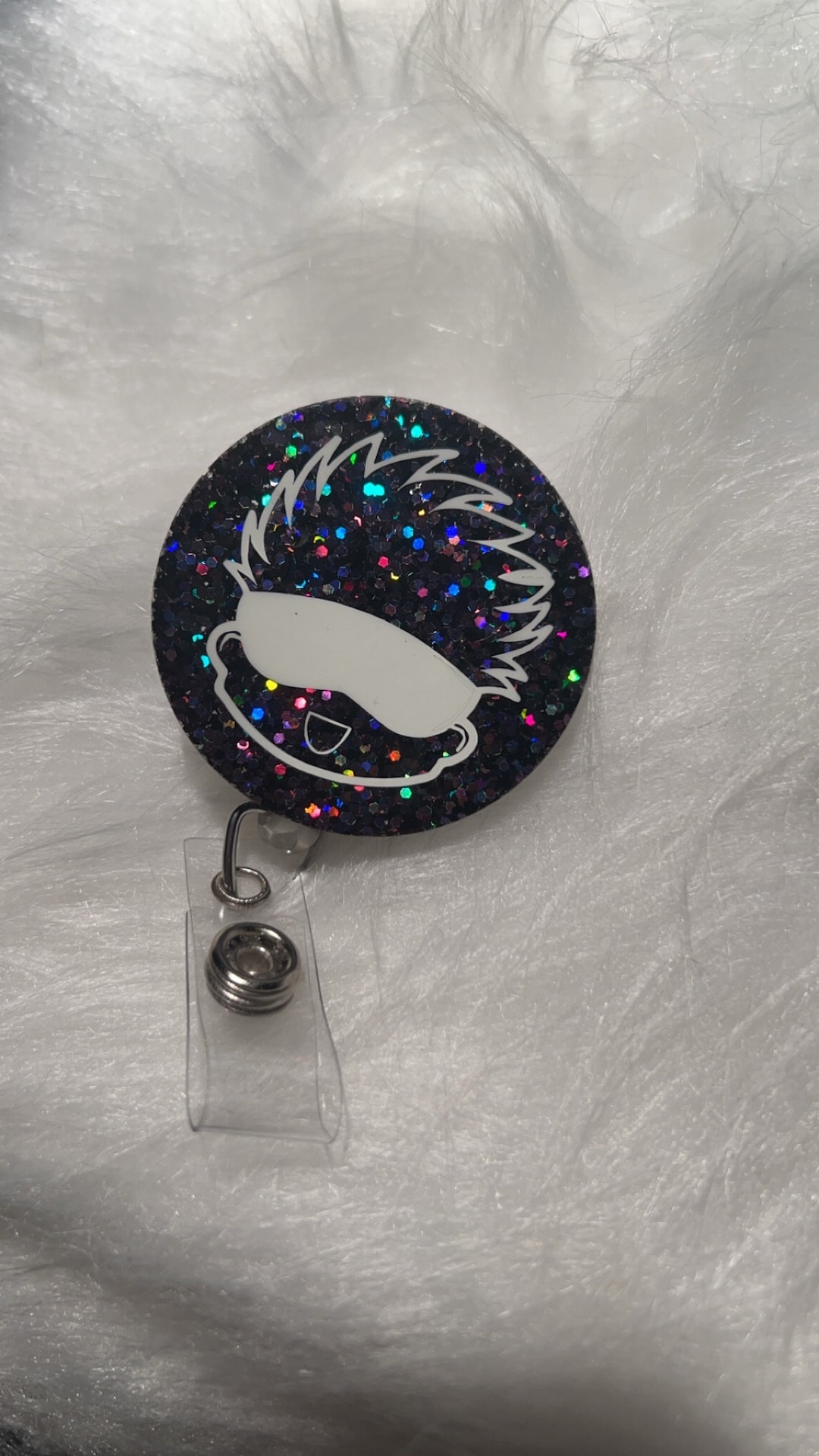 Gojo Retractable Badge Reel, ID Holder, Alligator Clip, Glitter, JJK ...